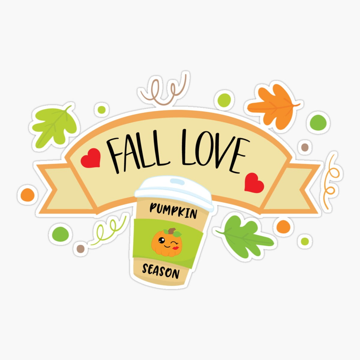 Maneki Pumpkin Spice Season Fall Love Autumn Orange Leaves Cute Er ...