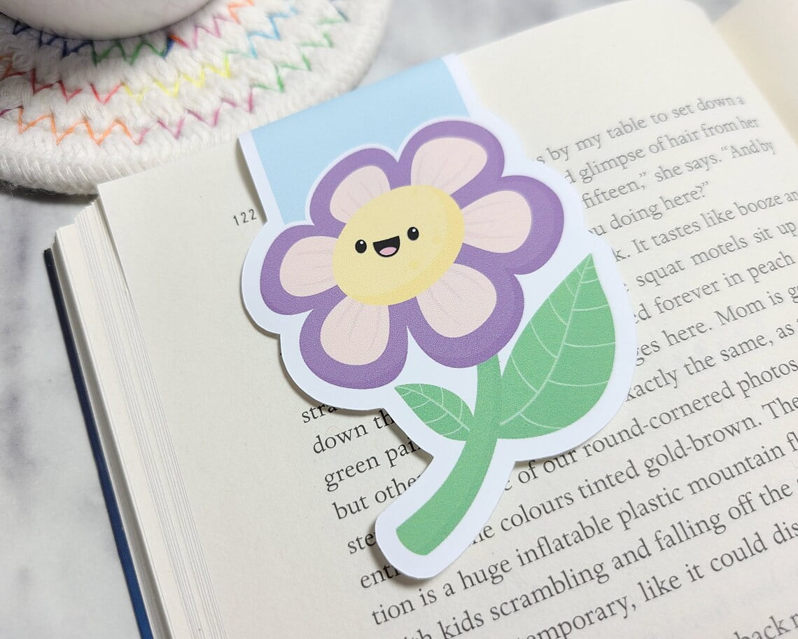 Maneki Purple Flower Bookmark, Gardening Planner Clip, Cute Flower ...