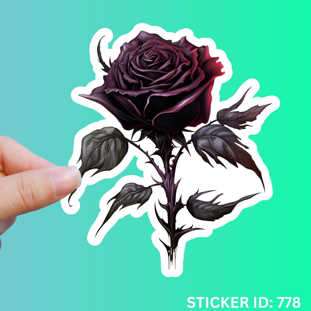 Maneki Purple Rose Sticker, Dark Fairycore Decal, Home Decor, Fantasy ...