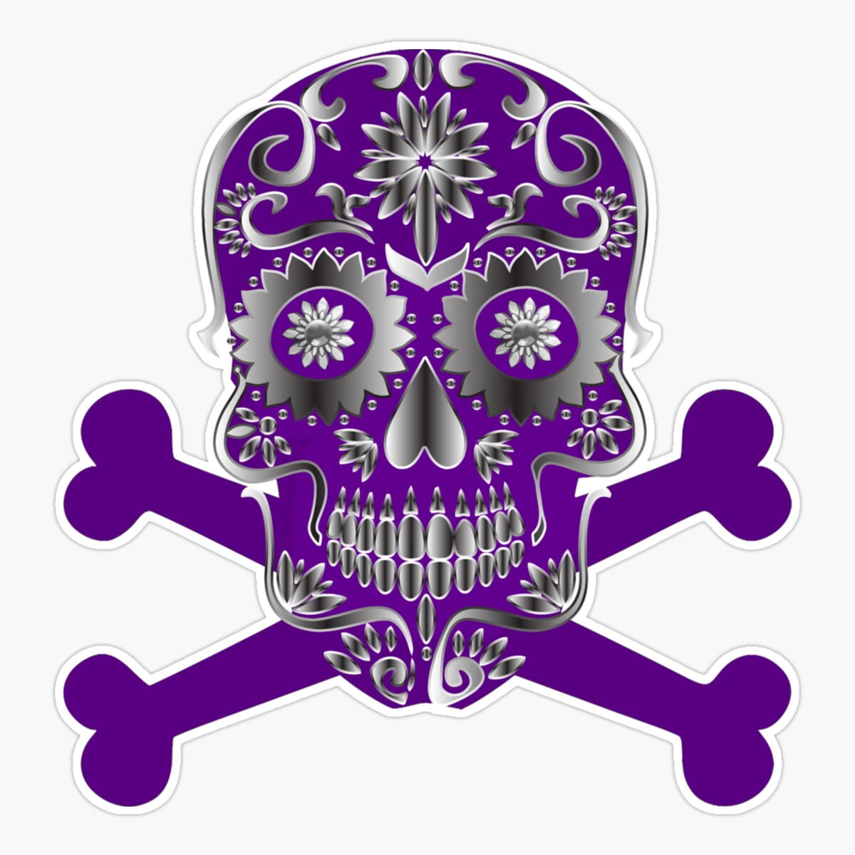 Maneki Purple Sugar Skull Day O The Dead Skull And Crossbones Er, Phone ...