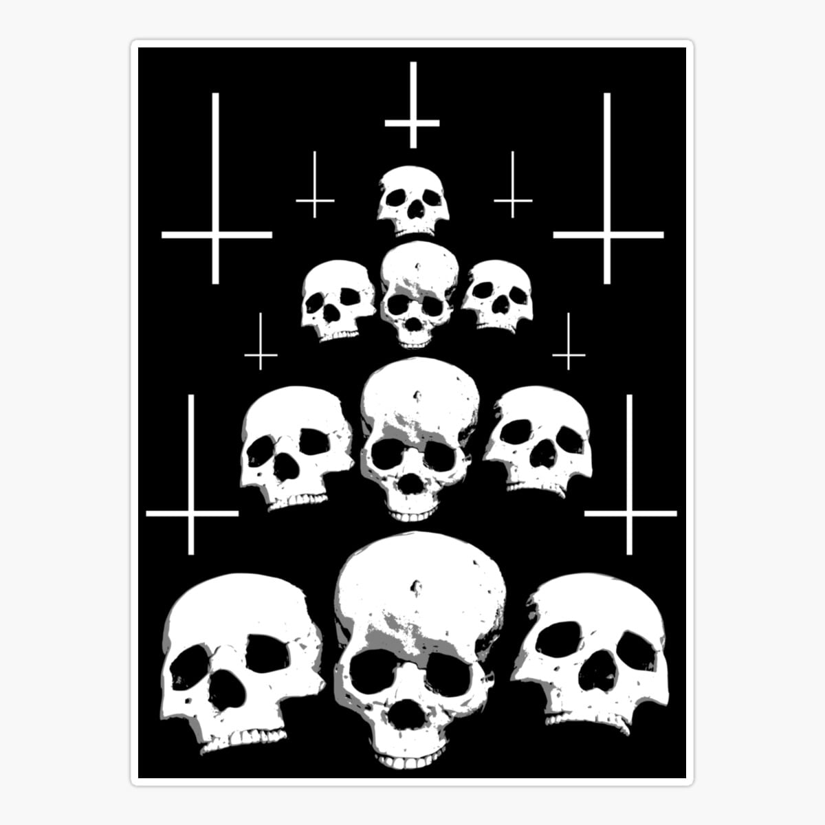 Maneki Pyramid O White Skulls And Inverted Cross Er, Phone Decal Water ...