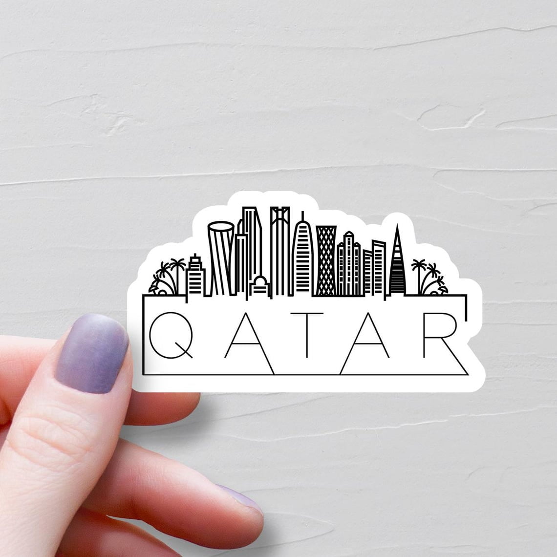Maneki Qatar Er, Vinyl Travel Ers, Qatar Landmarks Skyline Decal ...