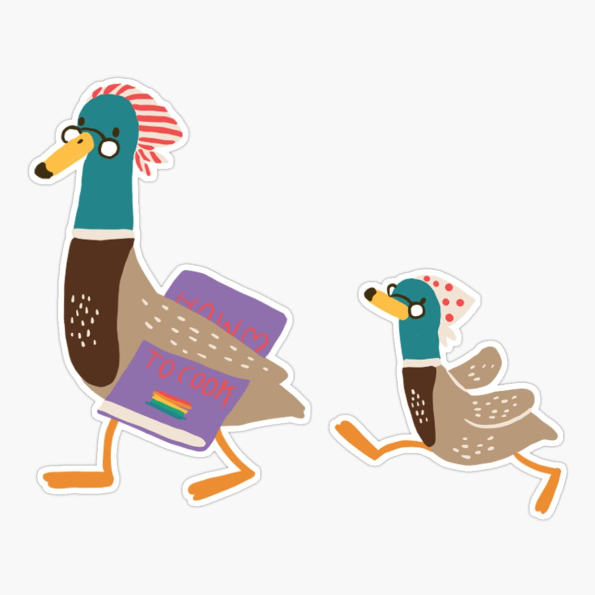 Maneki Quack Quack! Mommy & Baby Ducks Recipe Sticker, Phone Decal ...