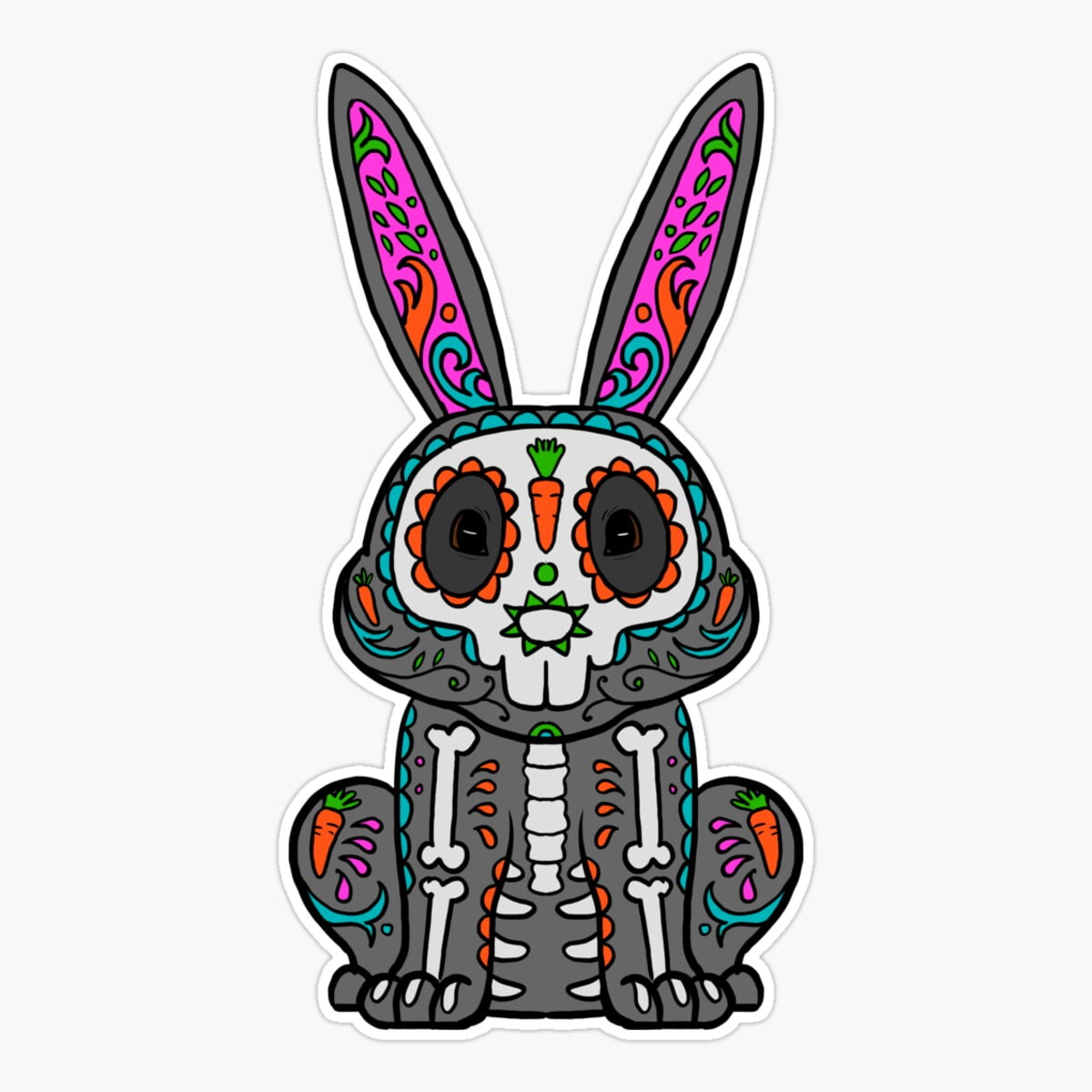 Maneki Rabbit Day O Dead Mexican Bunny Lover Rabbit Sugar Skull Gear Er ...