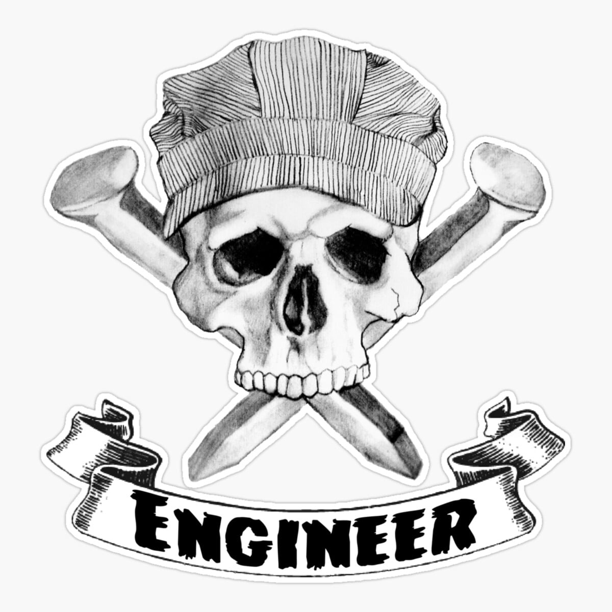 Maneki Railroad Engineer Skull And Spikes Crossbones Er, Phone Decal ...