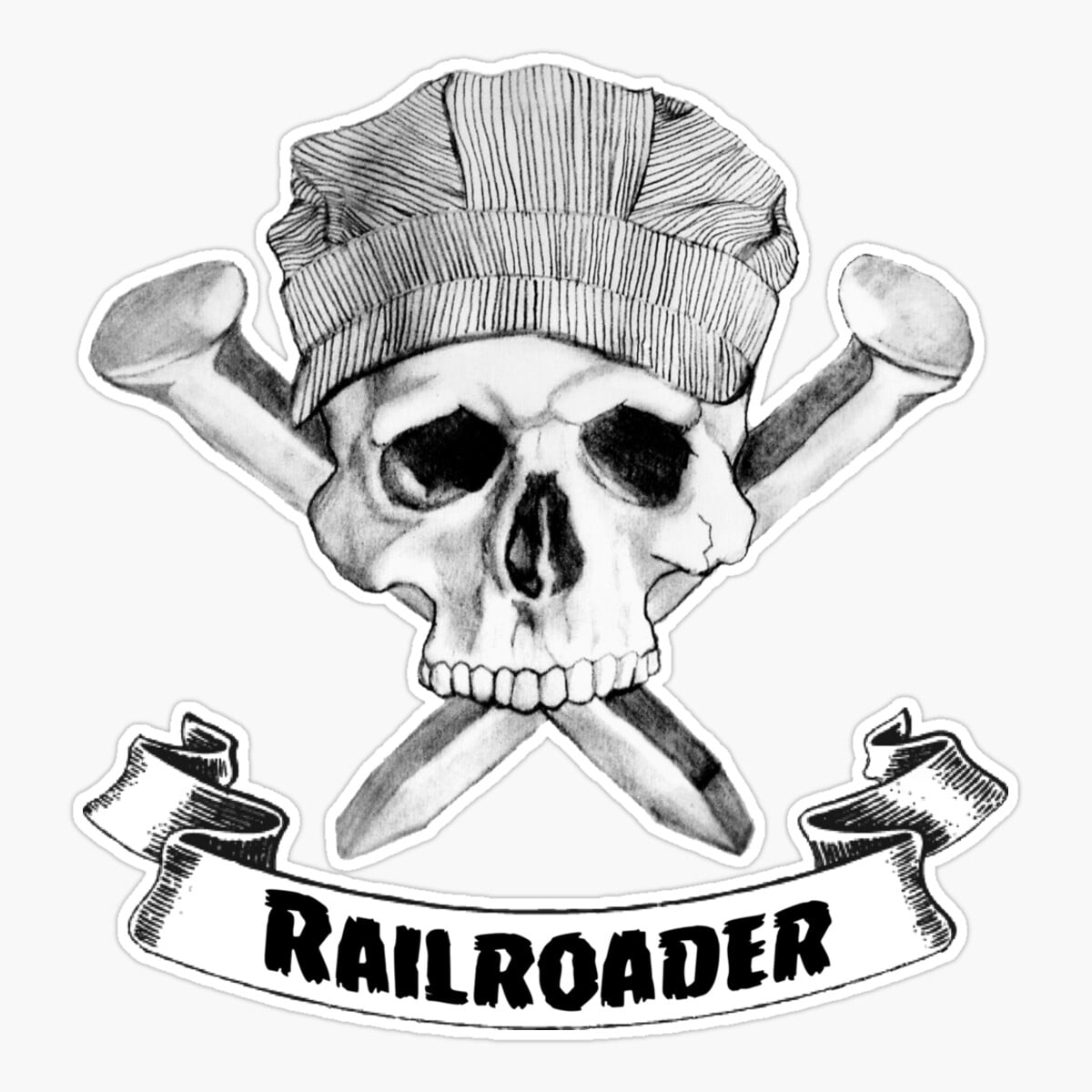 Maneki Railroader Skull And Spikes Crossbones Er, Phone Decal Water ...