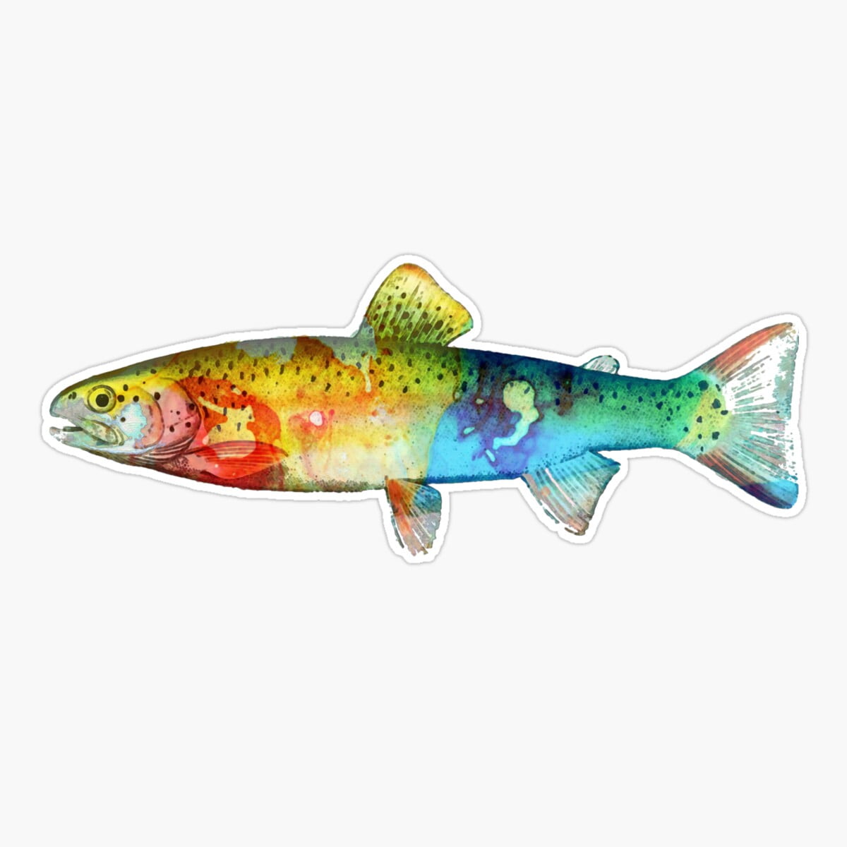 Maneki Rainbow Trout Art By Sharon Mings Er, Phone Decal Water Bottle ...