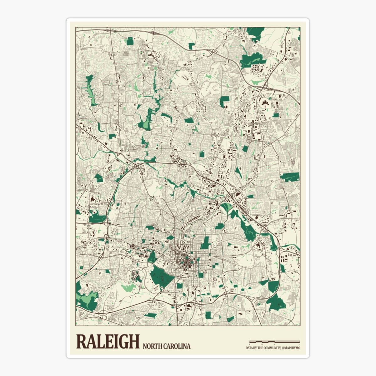 Maneki Raleigh Street Map Sticker, Phone Decal Water Bottle Stickers ...