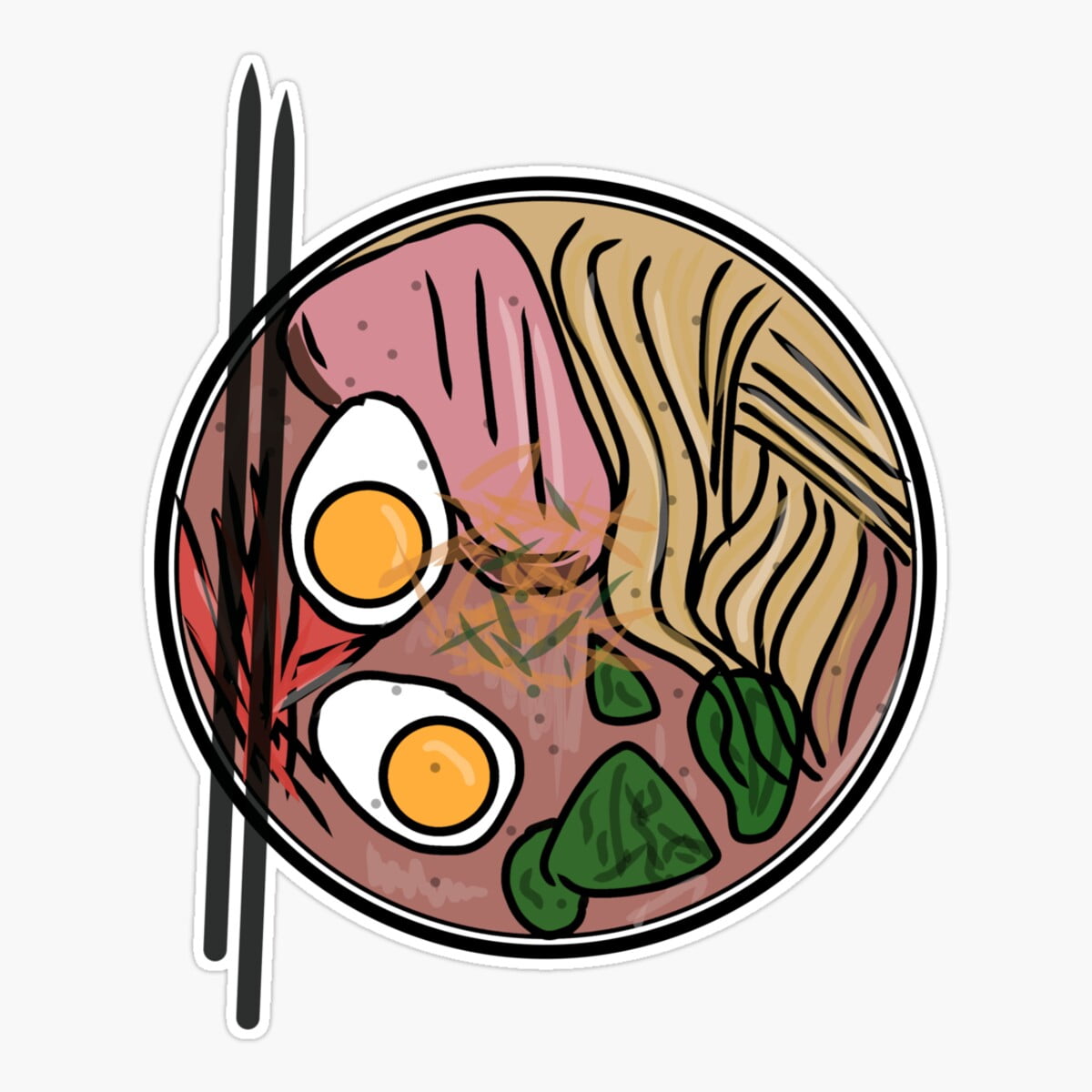 Maneki Ramen Noodle Soup Clipart Sticker, Phone Decal Water Bottle ...