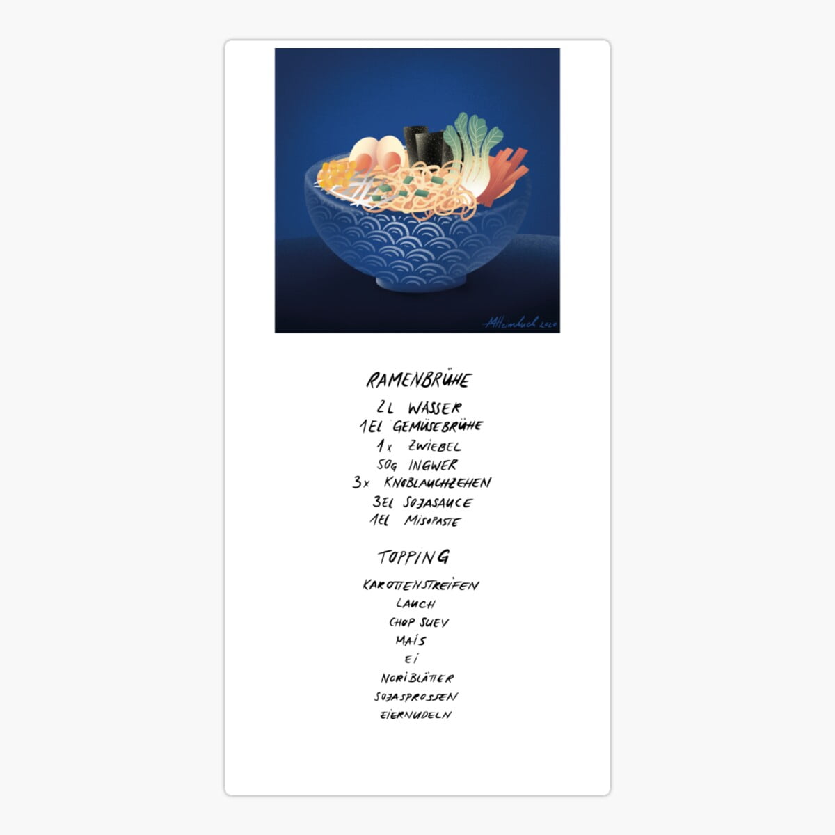 Maneki Ramen Recipe Sticker, Phone Decal Water Bottle Stickers Car ...