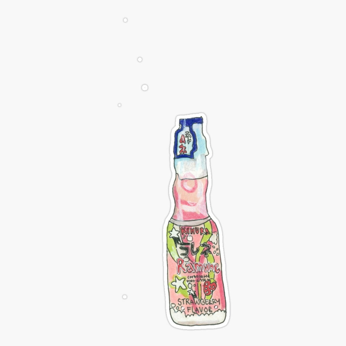 Maneki Ramune Soda Strawberry Flavor Er, Phone Decal Water Bottle ...