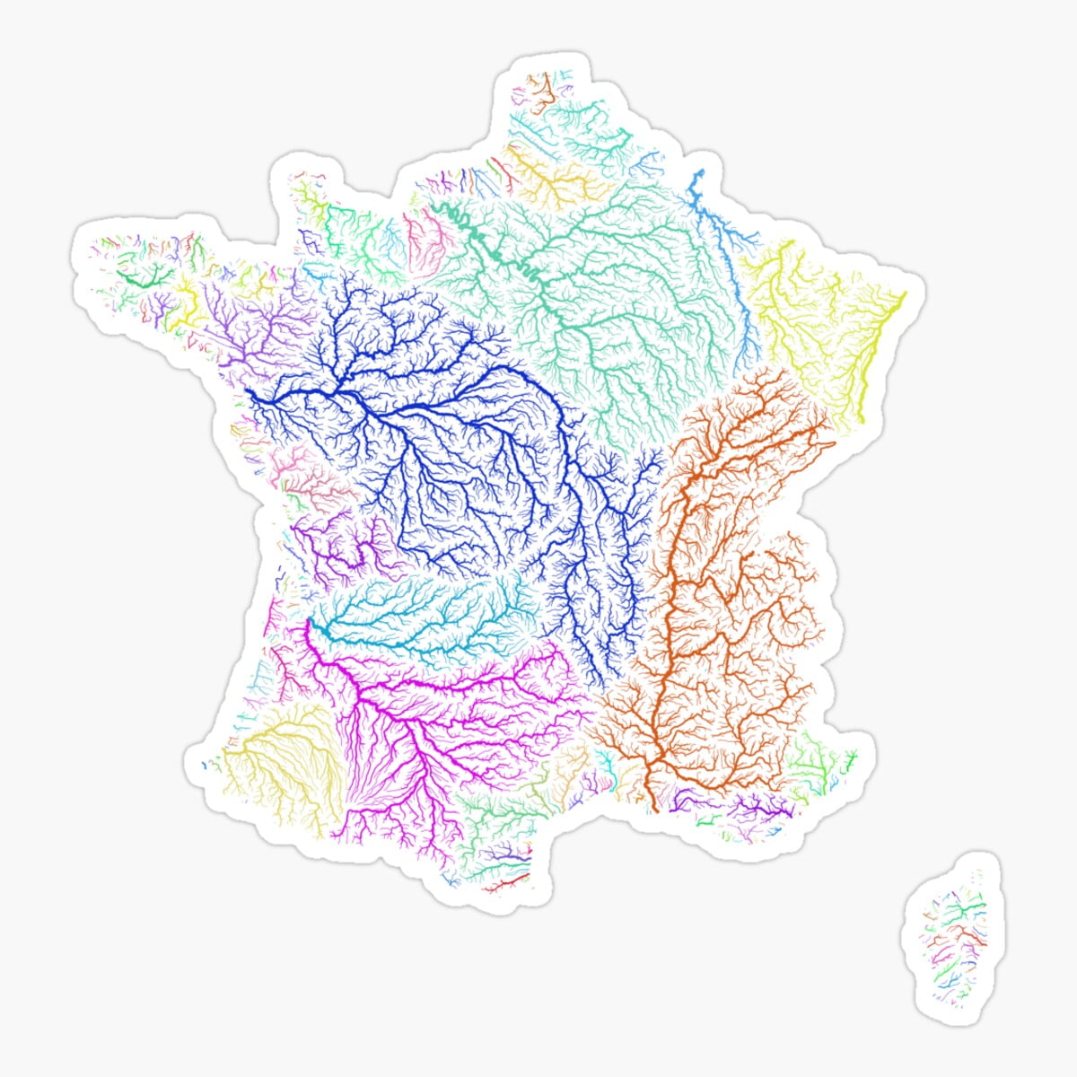 Maneki Rance River Basin Map In Rainbow Colours With White Background ...