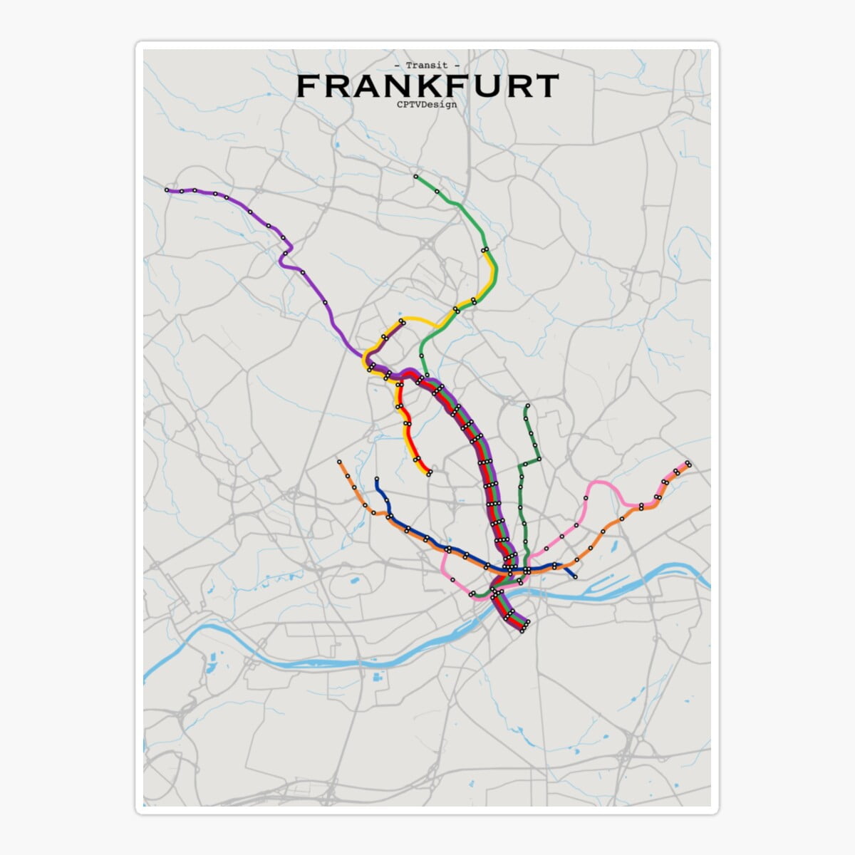 Maneki Rankurt Transit Map Sticker, Phone Decal Water Bottle Stickers ...