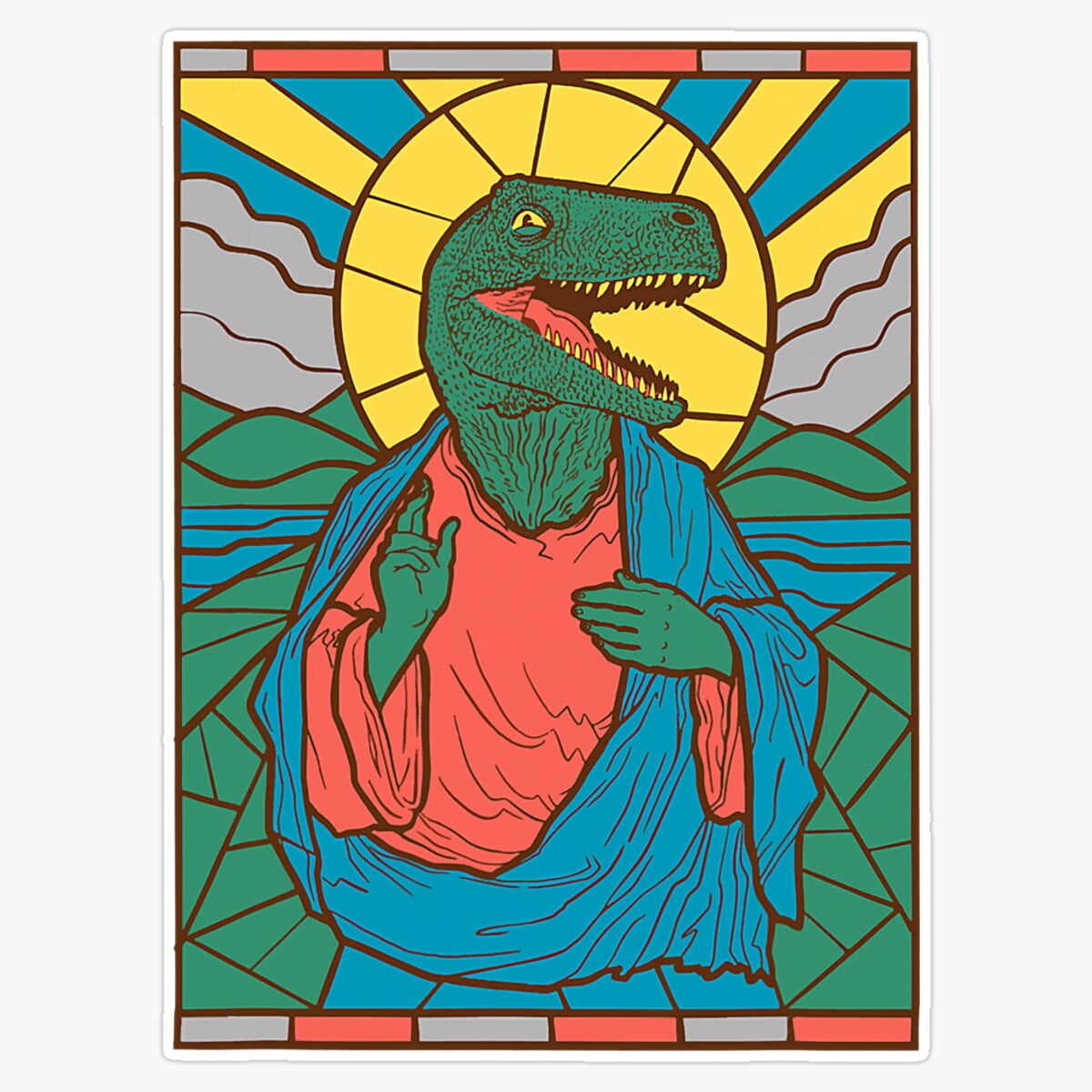 Maneki Raptor Dinosaur Christ Holy Er, Phone Decal Water Bottle ...