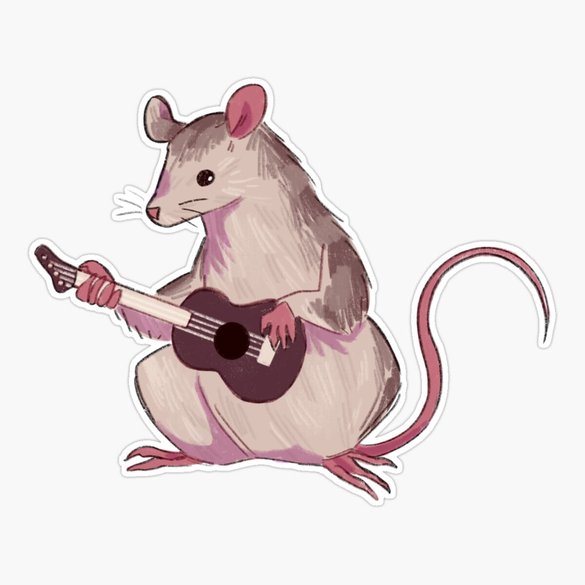 Maneki Rat Playing Uke Sticker, Phone Decal Water Bottle Stickers Car ...