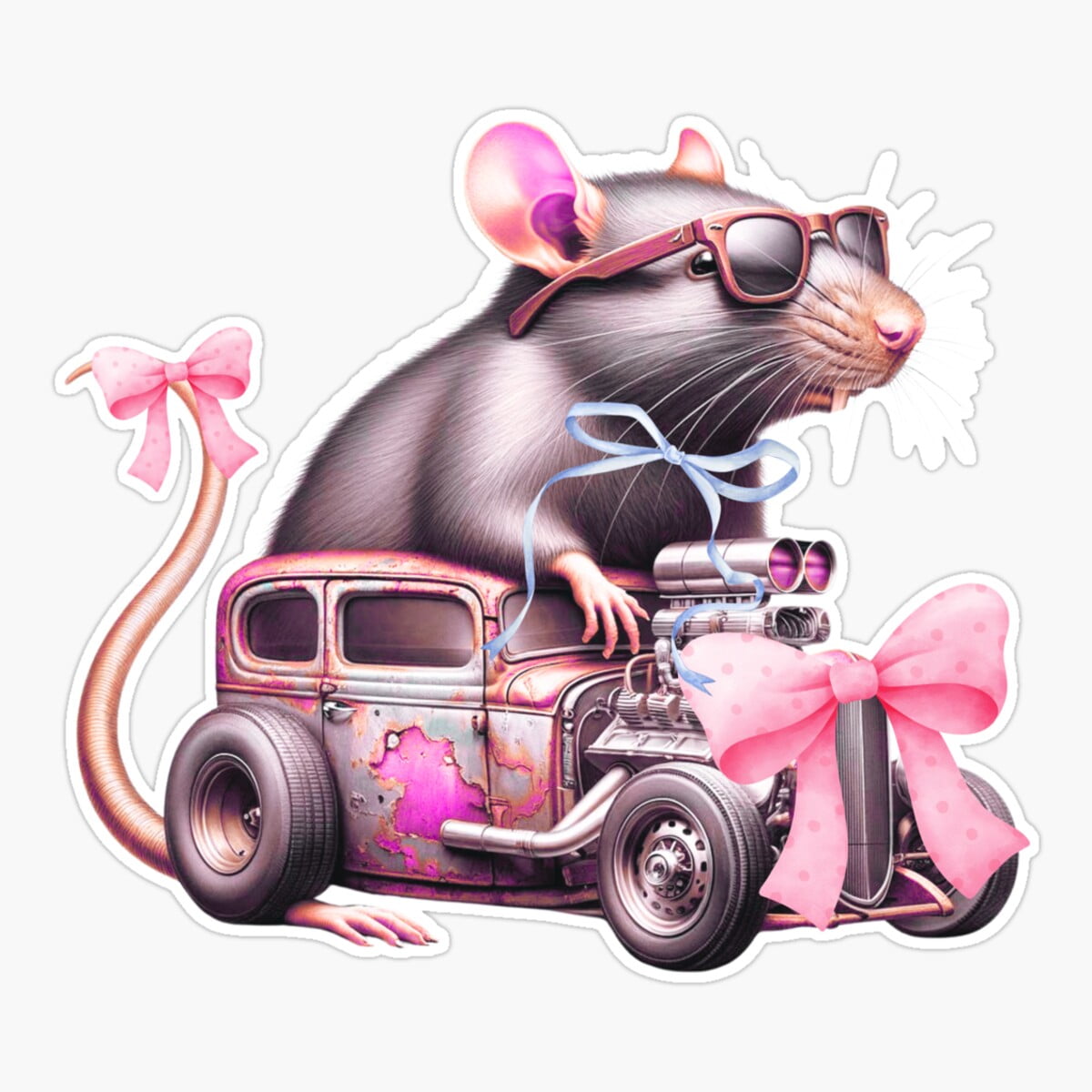 Maneki Rat Rod Er, Phone Decal Water Bottle Stickers Car Decals, Funny ...