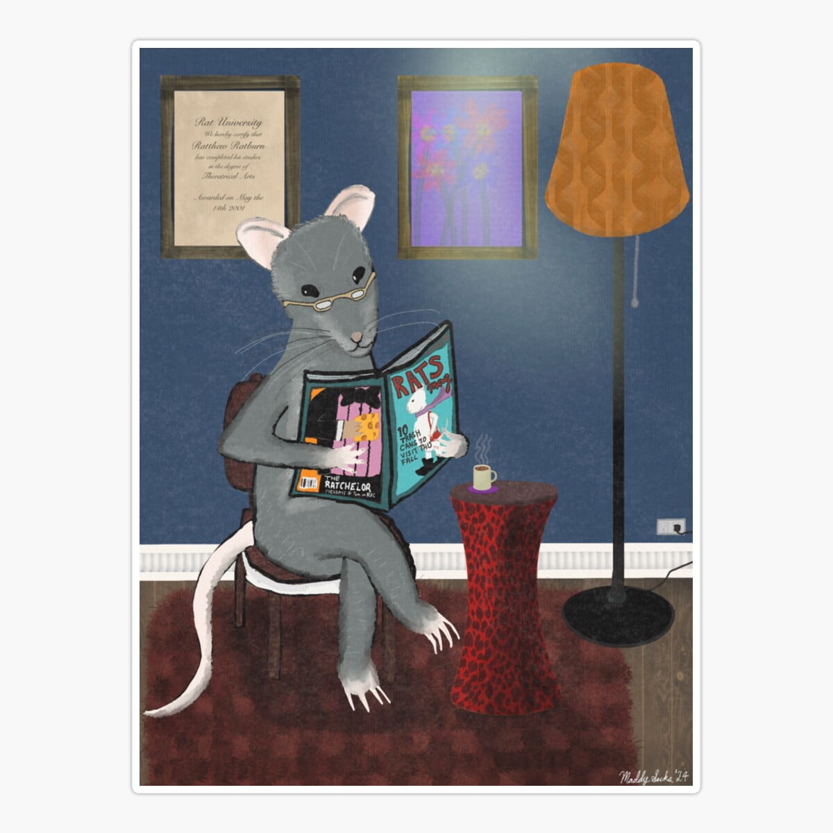 Maneki Ratthew Ratburn Sticker, Phone Decal Water Bottle Stickers Car ...