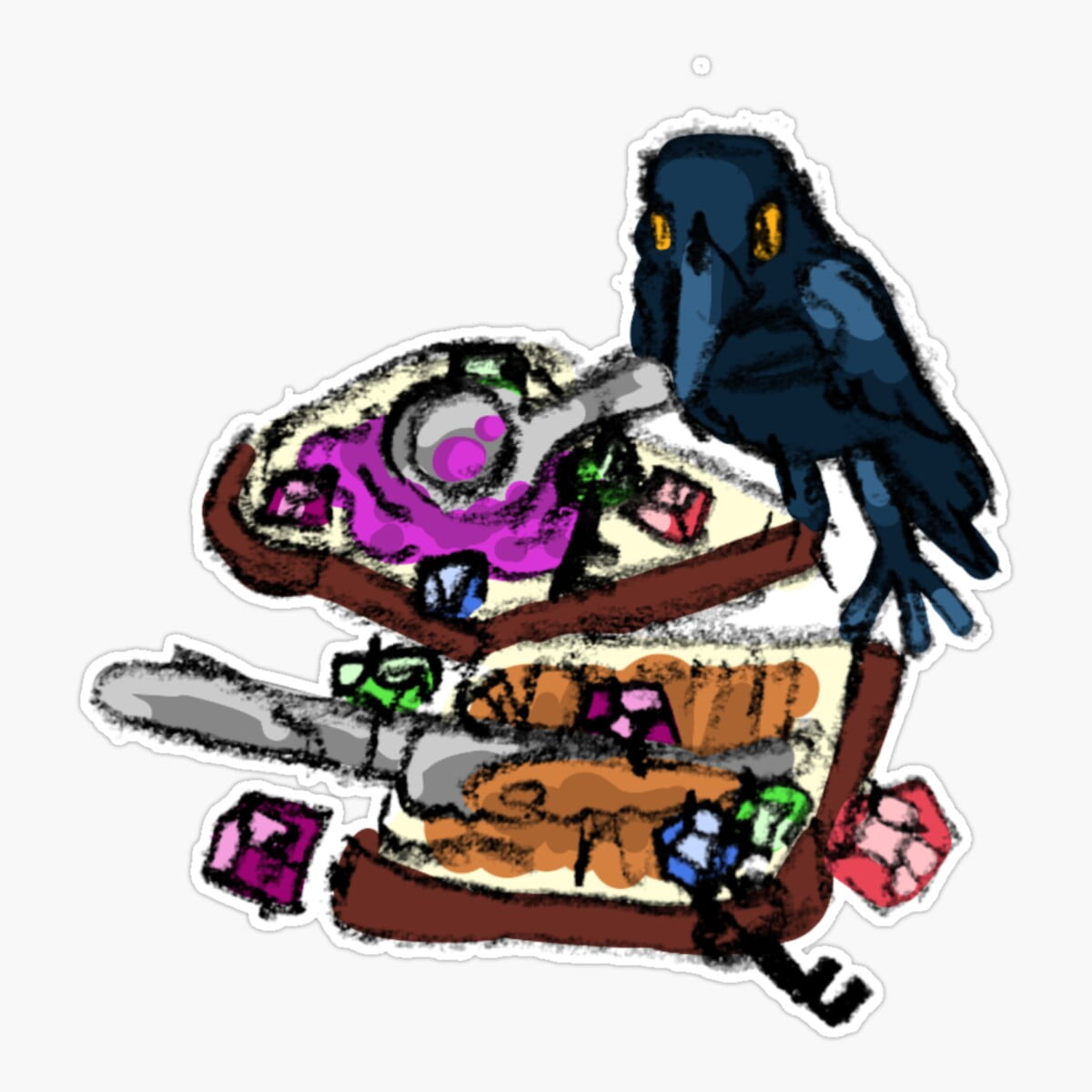 Maneki Raven Crow Trinket Pb And J Sticker, Phone Decal Water Bottle ...