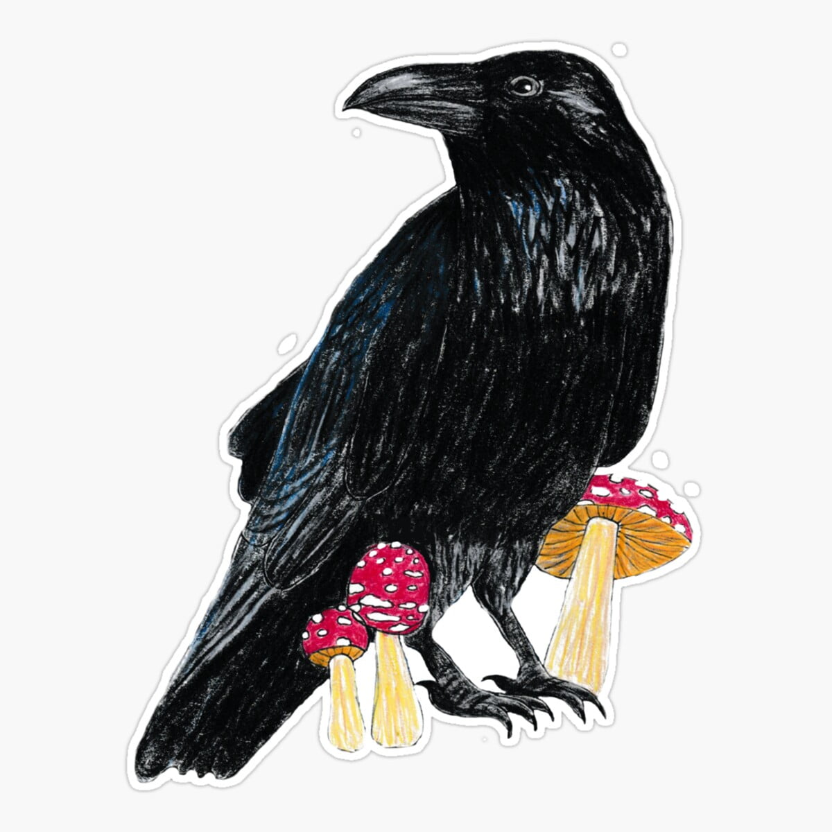 Maneki Raven Of The Mushroom Forest Sticker, Phone Decal Water Bottle ...