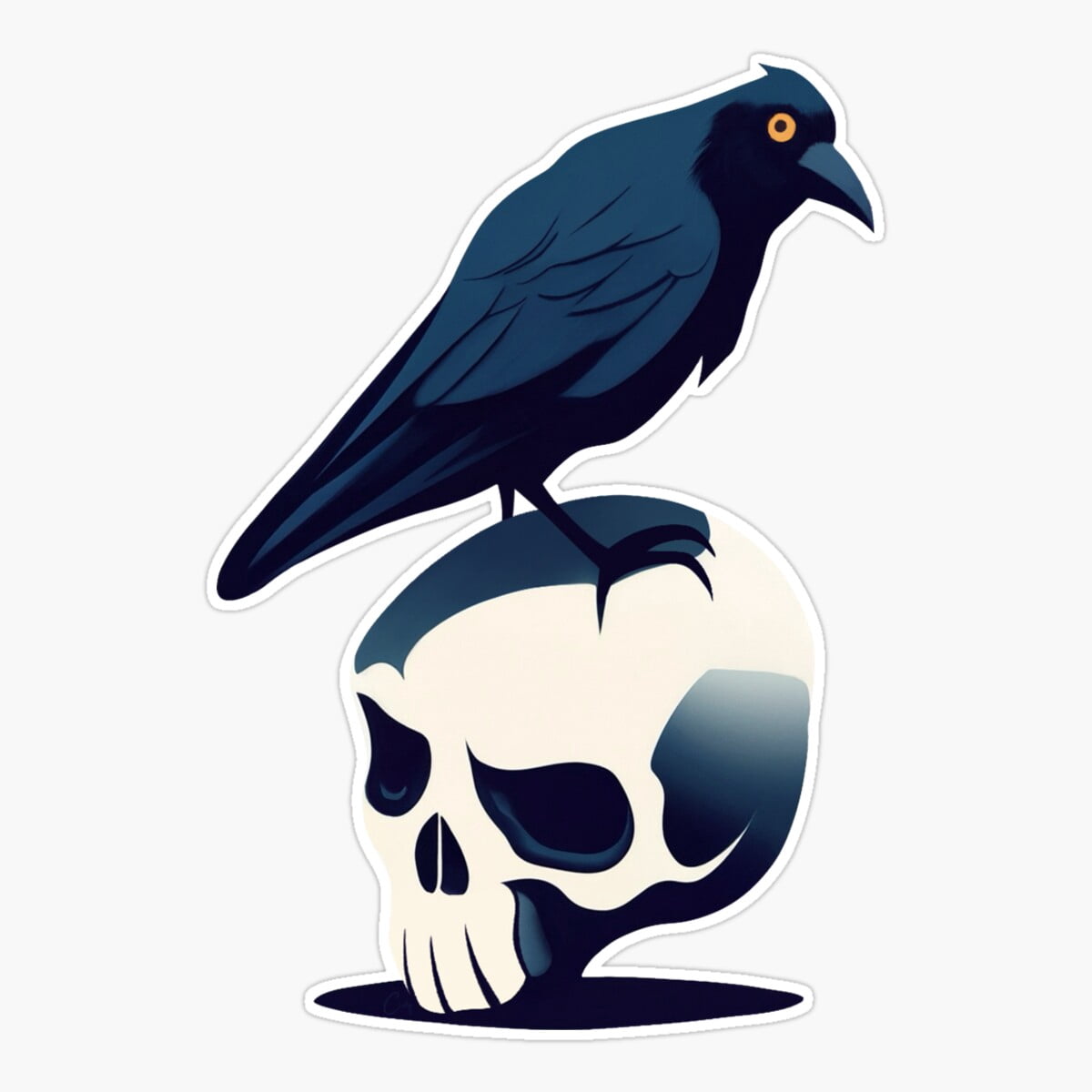 Maneki Raven & Skull (Illustration) Er, Phone Decal Water Bottle ...