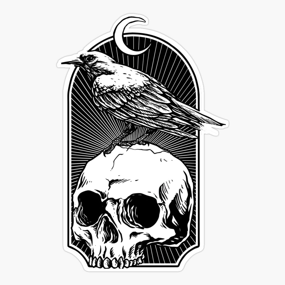 Maneki Raven With Skull Sticker, Phone Decal Water Bottle Stickers Car ...