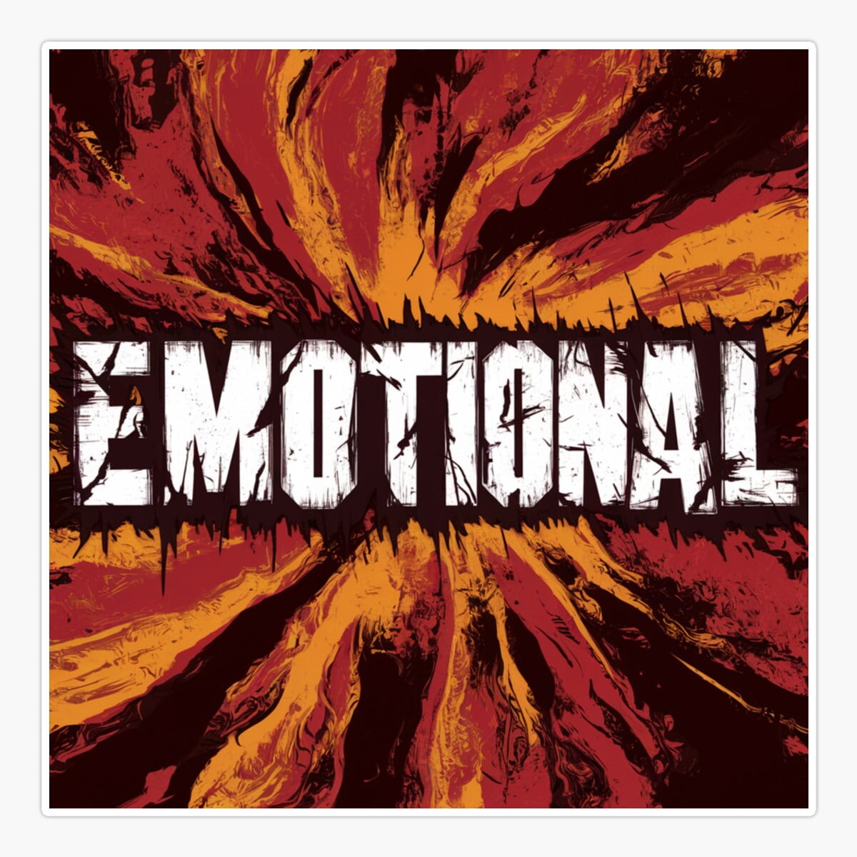 Maneki Raw Emotion Fiery Blast Powerful Abstract Typography Sticker ...