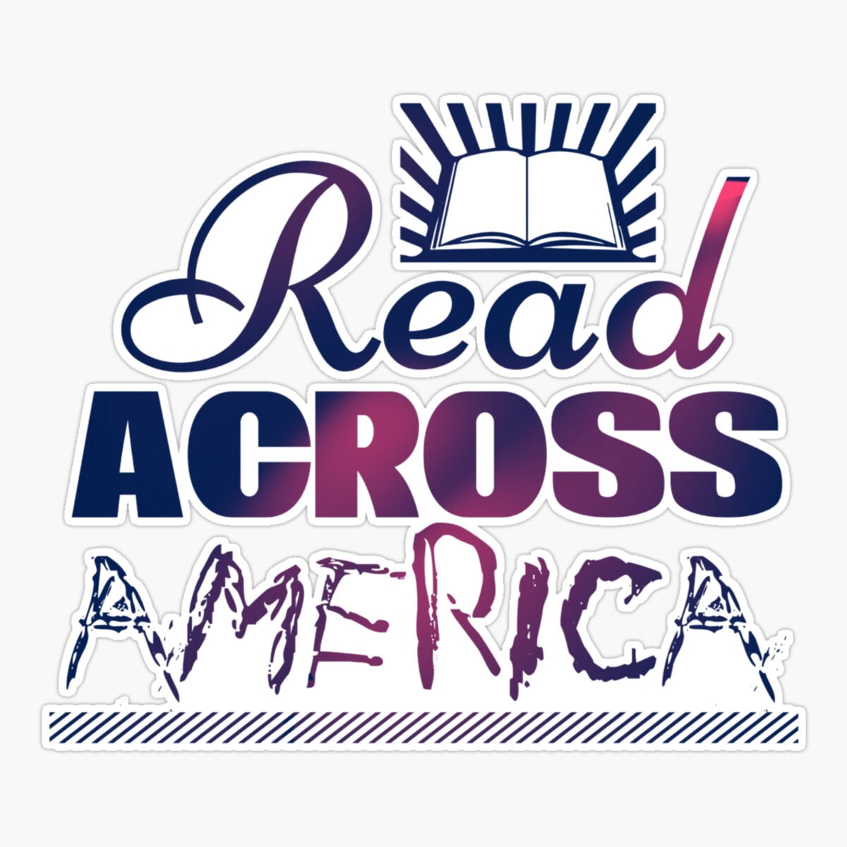 Maneki Read Across America - Usa Reading Challenge Sticker, Phone Decal ...