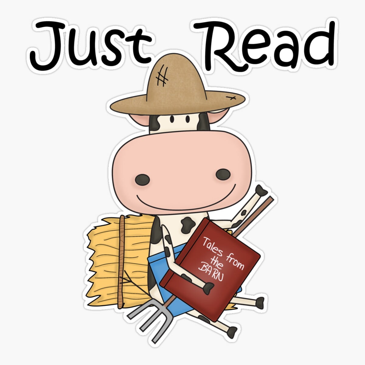 Maneki Reading Cow Education Just Read Sticker, Phone Decal Water ...