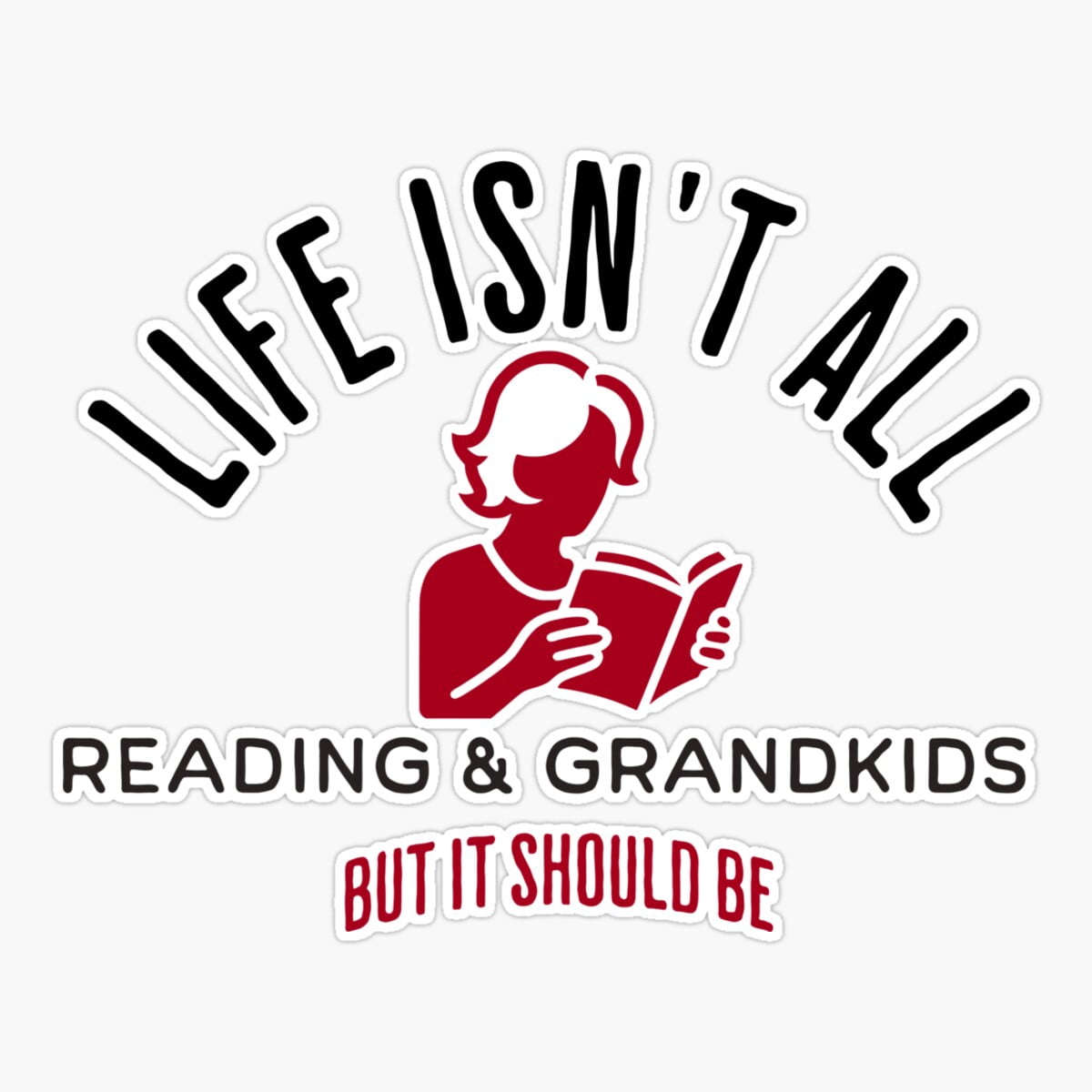 Maneki Reading & Grandkids Sticker, Phone Decal Water Bottle Stickers ...