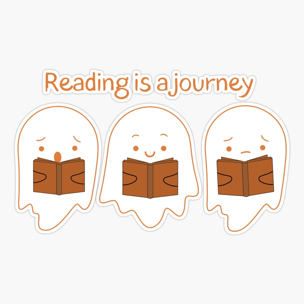 Maneki Reading Is A Journey. Ghosts Reading Books Sticker, Phone Decal ...