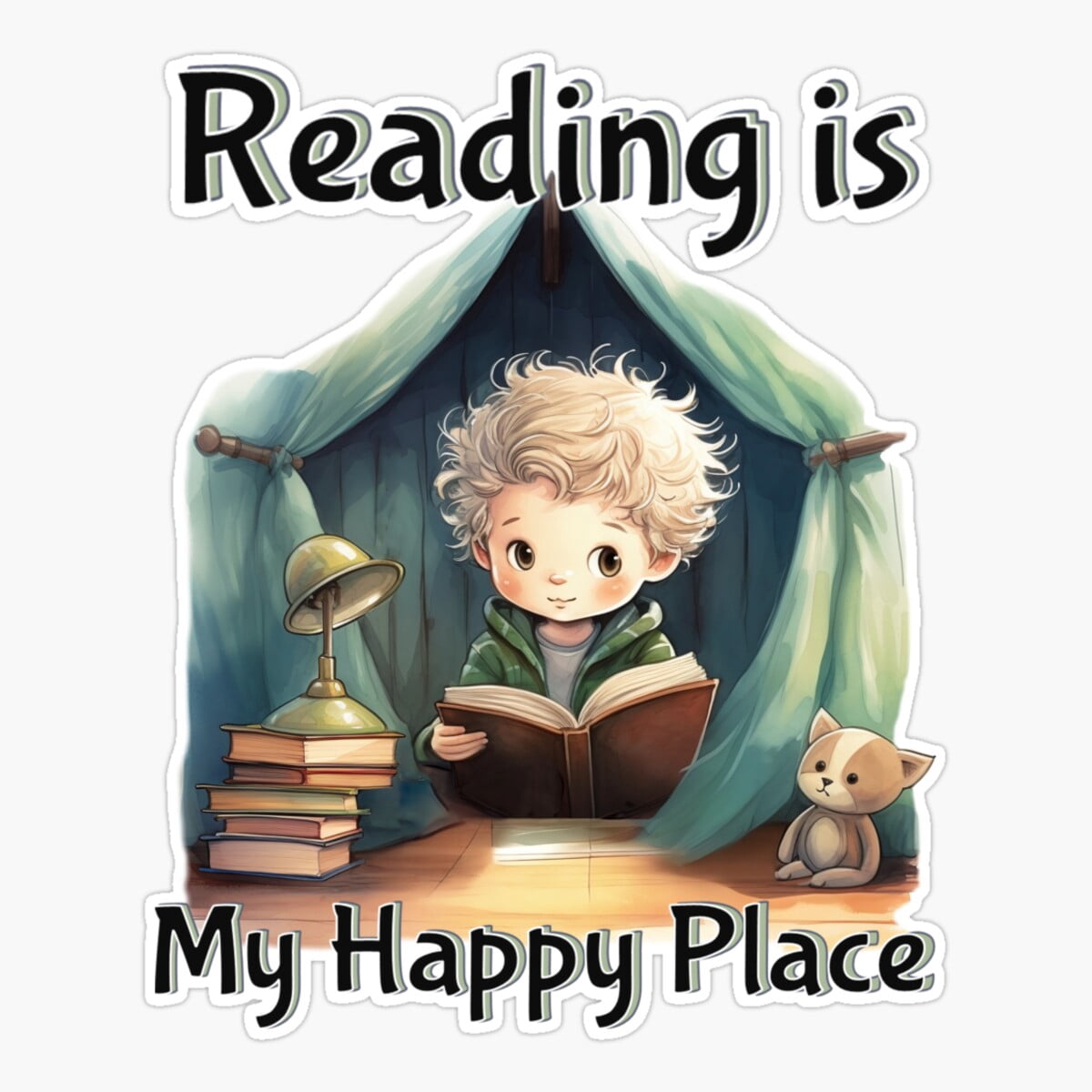Maneki Reading Is My Happy Place, Read Across America Sticker, Phone ...
