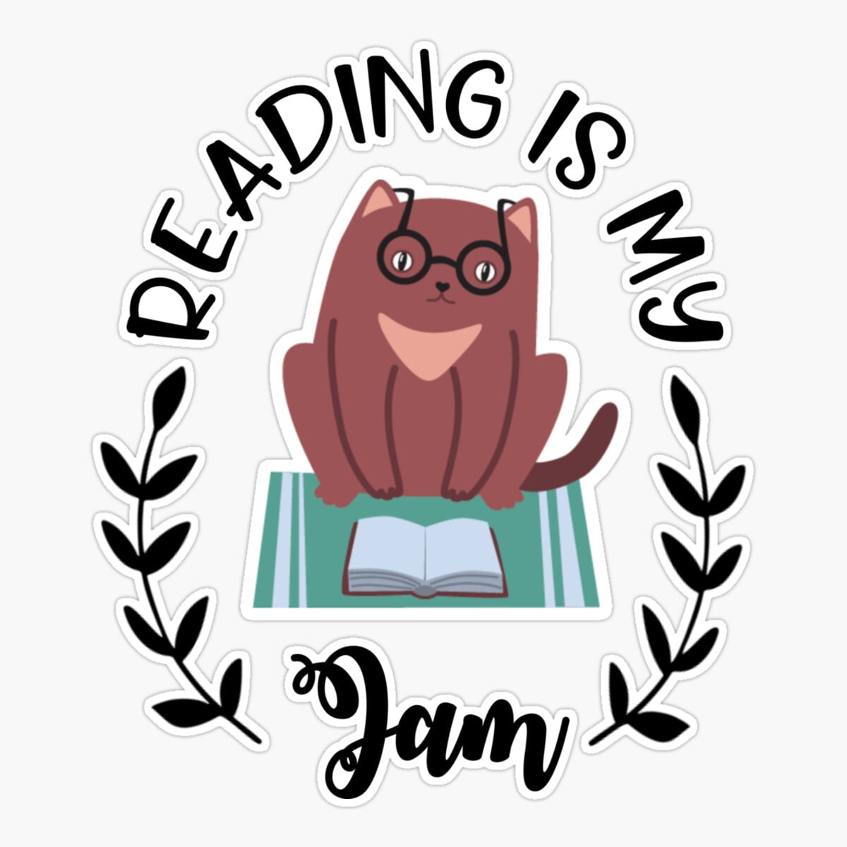 Maneki Reading Is My Jam White Text Premium Sticker, Phone Decal Water ...