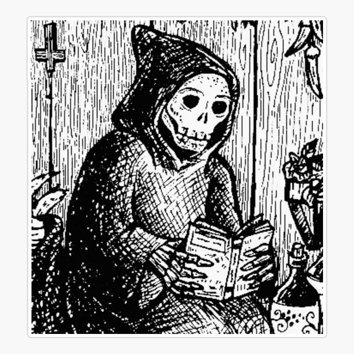 Maneki Reading Reaper Sticker, Phone Decal Water Bottle Stickers Car ...