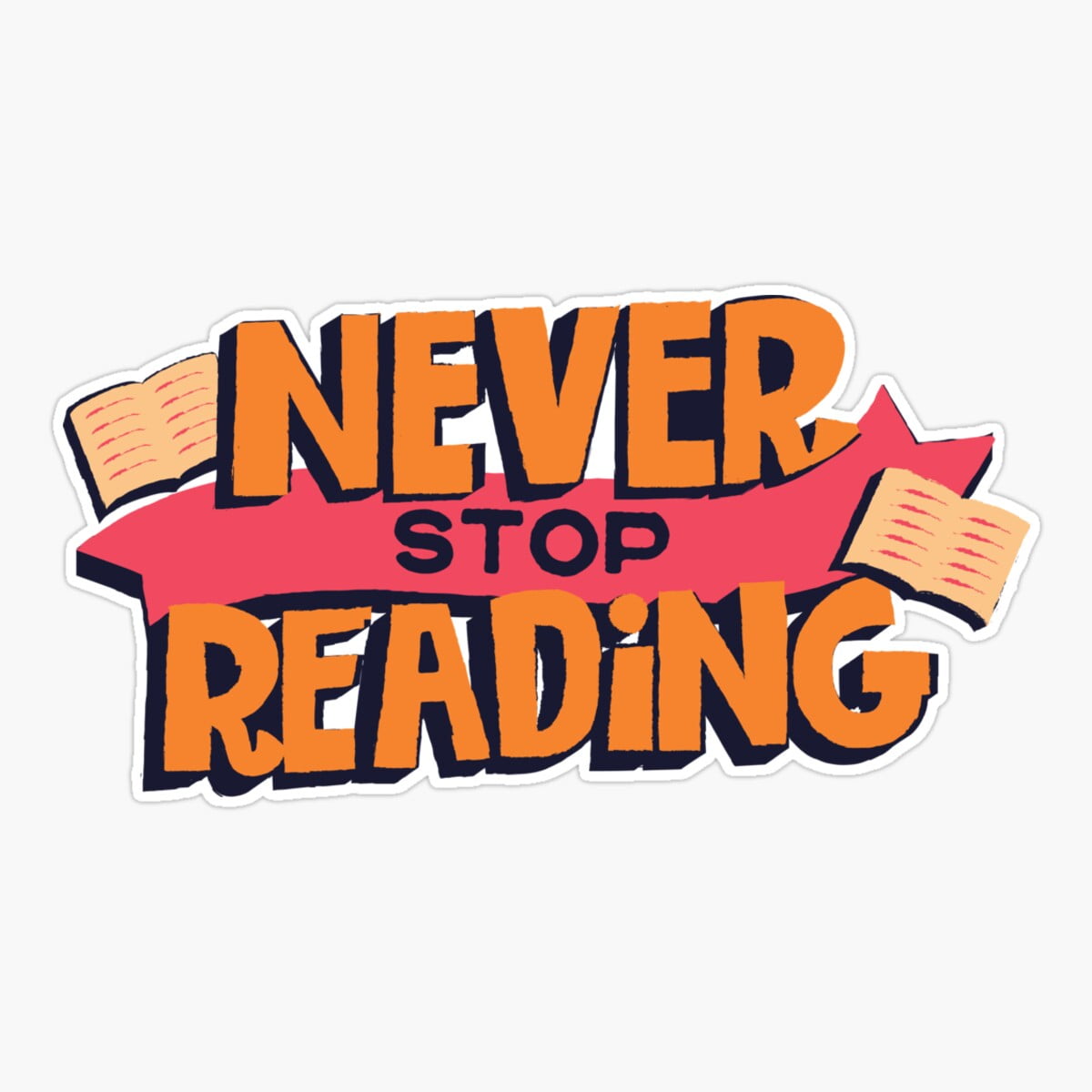 Maneki Reading Saying Never Stop Reading Stickers Sticker, Phone Decal Water Bottle Stickers Car ...