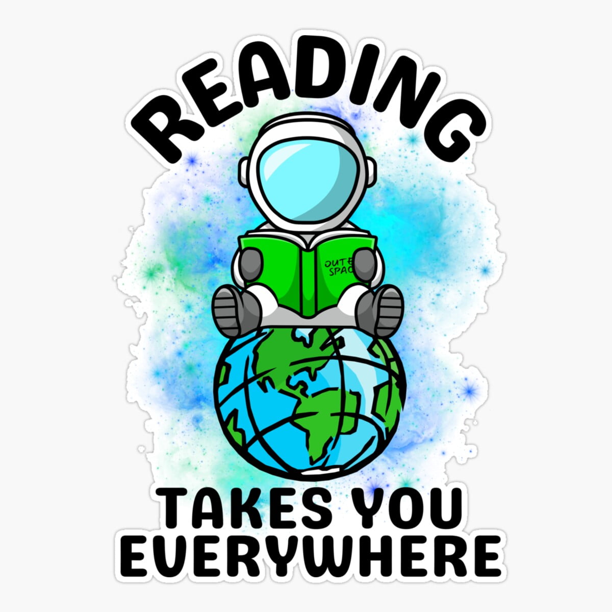 Maneki Reading Takes You Everywhere Sticker, Phone Decal Water Bottle ...