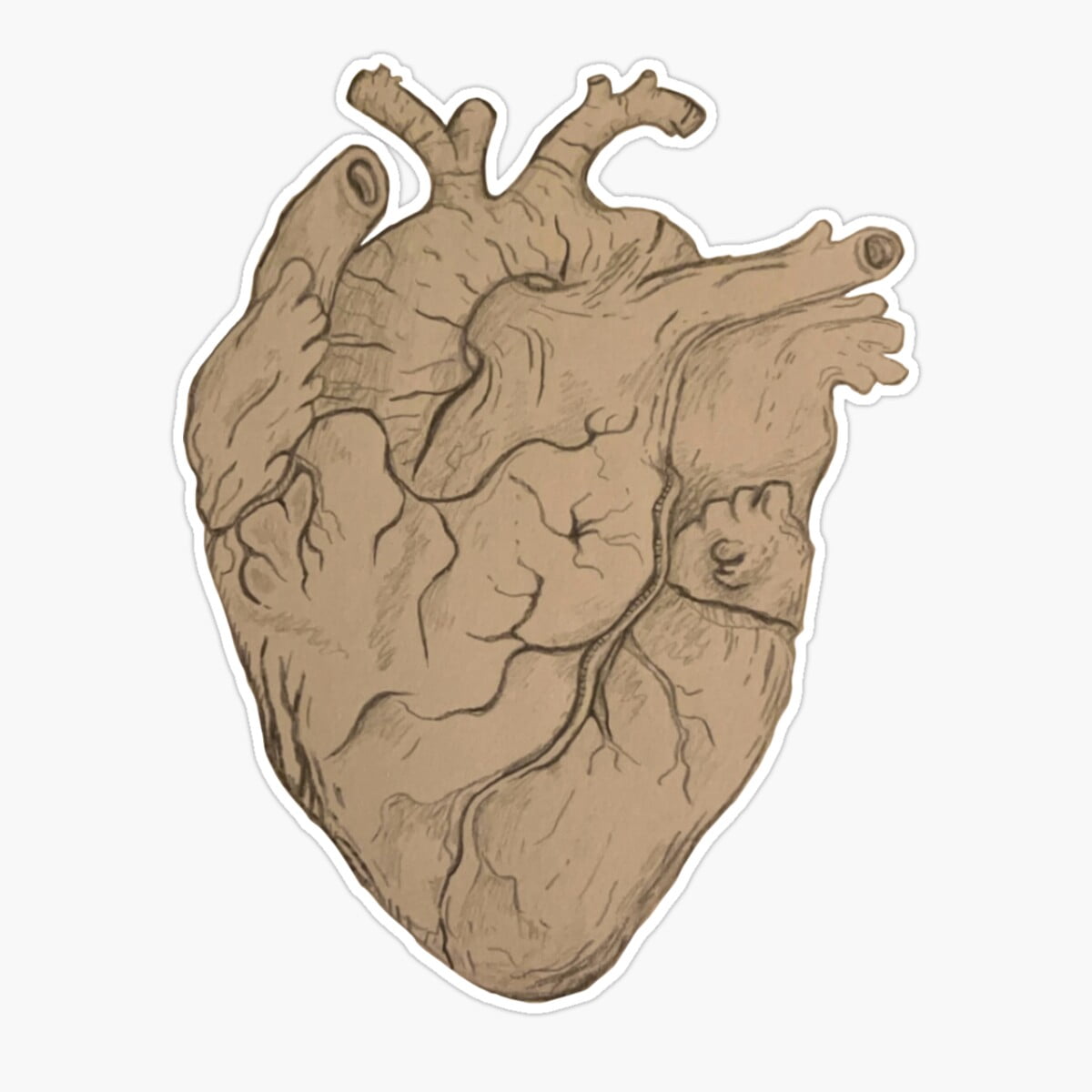 Maneki Realistic Heart Pencil Drawing Sticker, Phone Decal Water Bottle ...