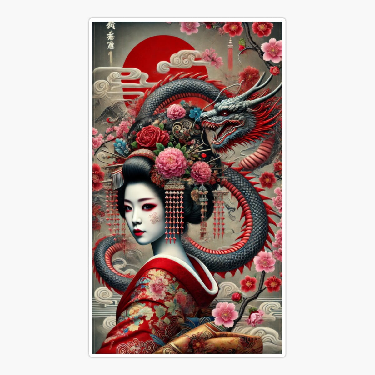 Maneki Realistic Traditional Japanese Geisha Sticker, Phone Decal Water ...