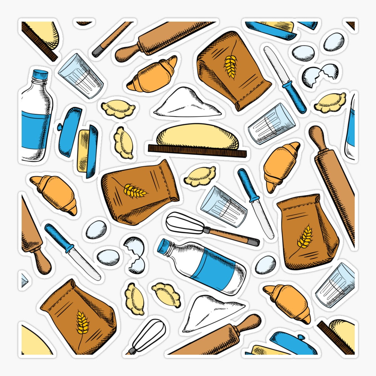 Maneki Recipe Bake Pattern Sticker, Phone Decal Water Bottle Stickers ...