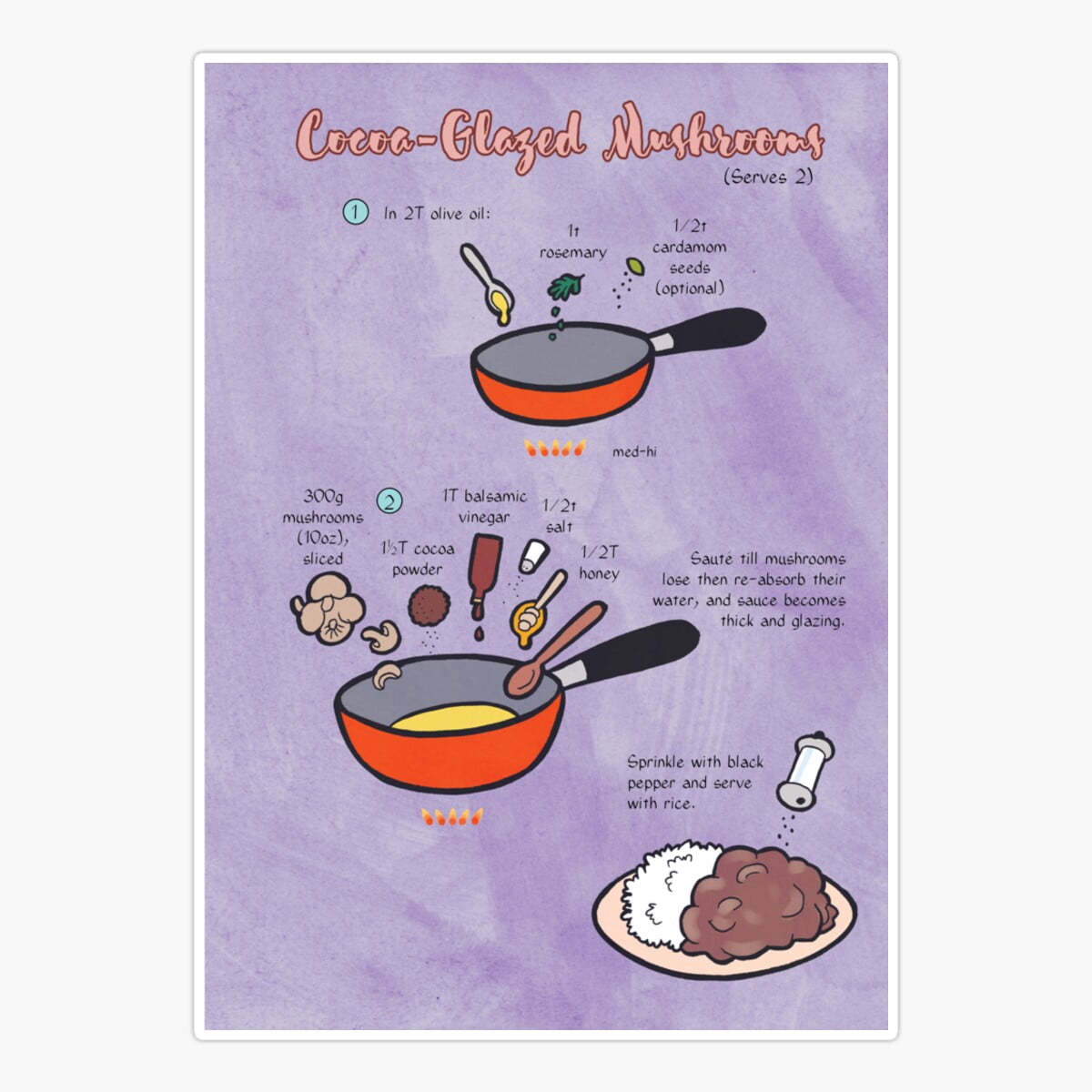Maneki Recipe: Cocoa-Glazed Mushrooms Sticker, Phone Decal Water Bottle ...
