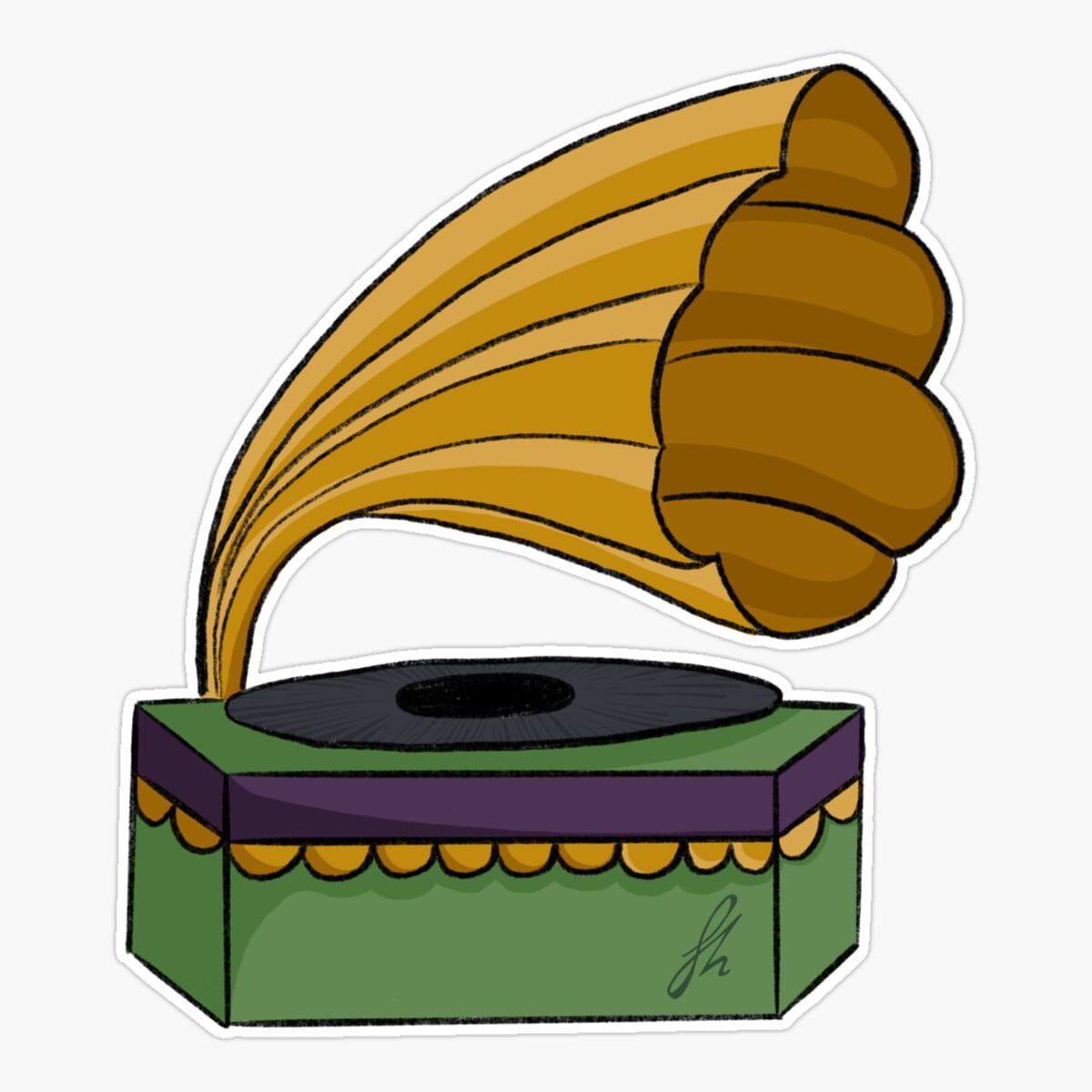 Maneki Record Player // Dark Academia Aesthetic // Handdrawn Sticker ...