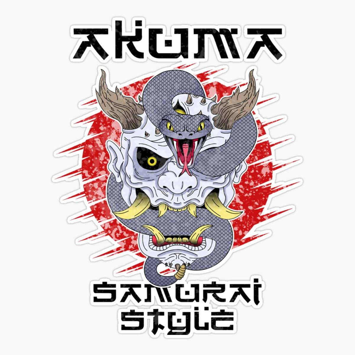 Maneki Red Akuma Snake Oni Rising Sun Logo Sticker, Phone Decal Water ...