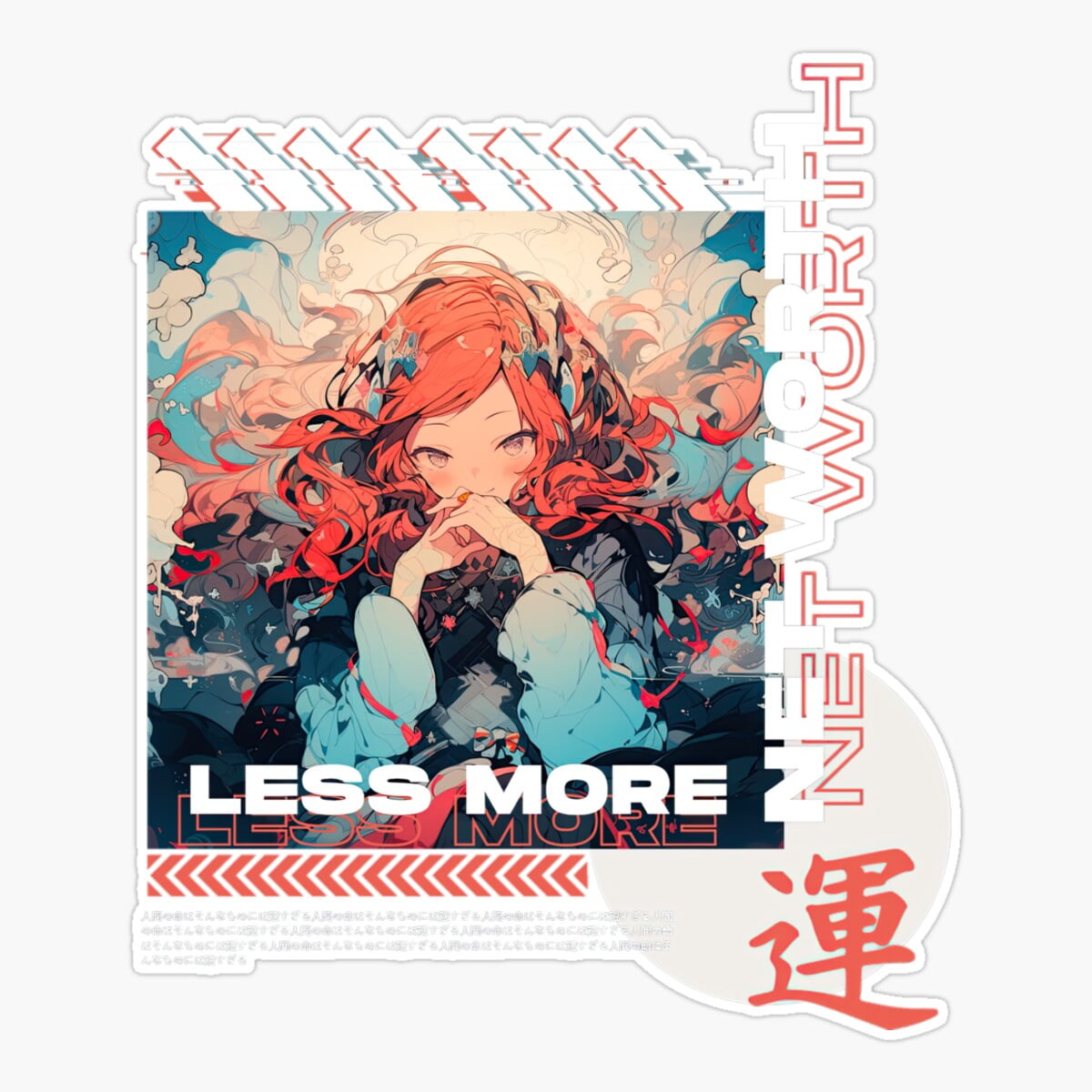 Maneki Red Anime Japan Girl Sticker, Phone Decal Water Bottle Stickers ...