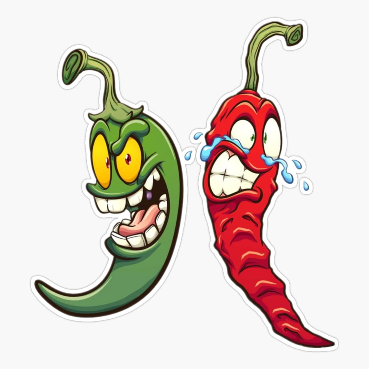 Maneki Red Chili Pepper Green Chili Pepper Artwork Sticker, Phone Decal ...