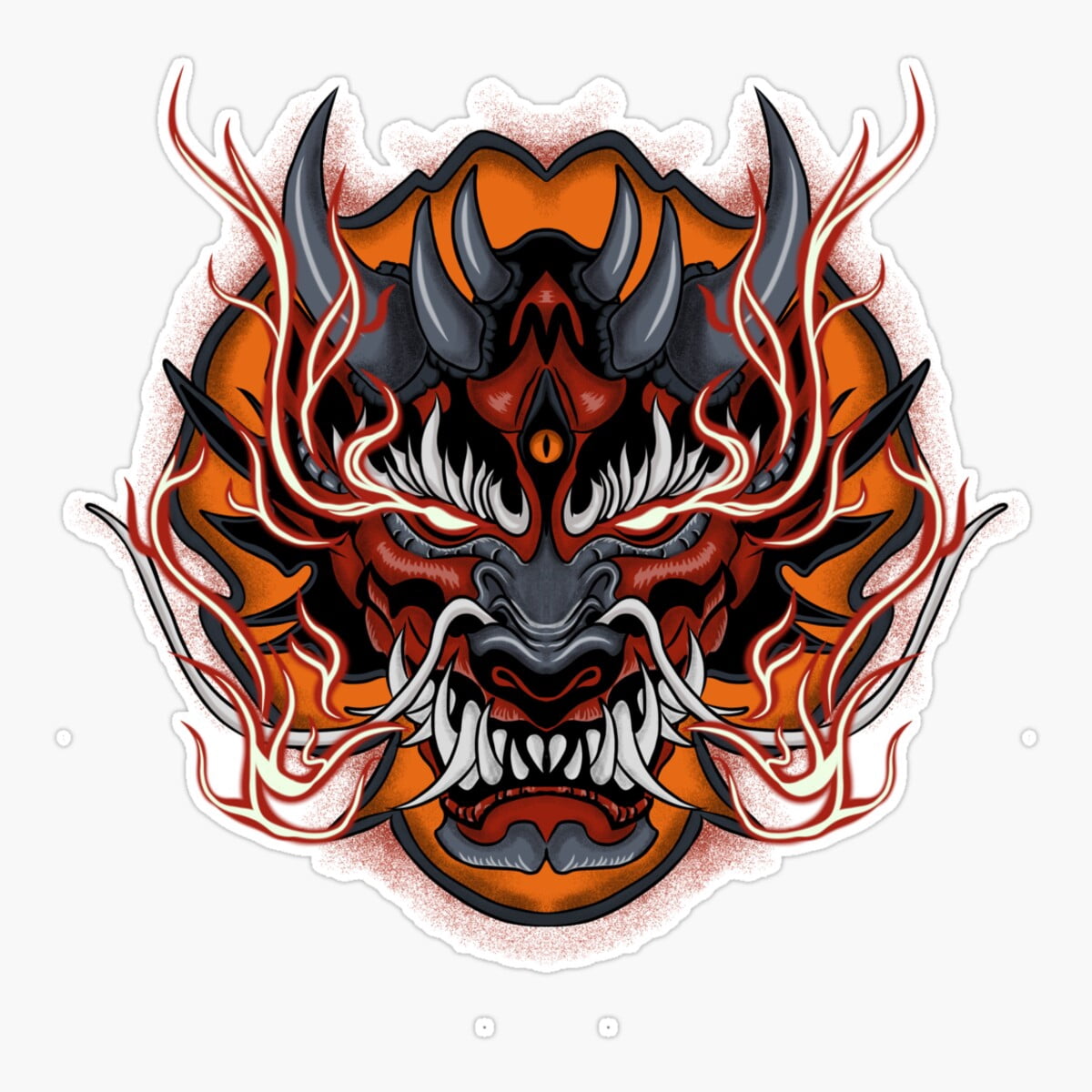 Maneki Red Dragon Sticker, Phone Decal Water Bottle Stickers Car Decals ...