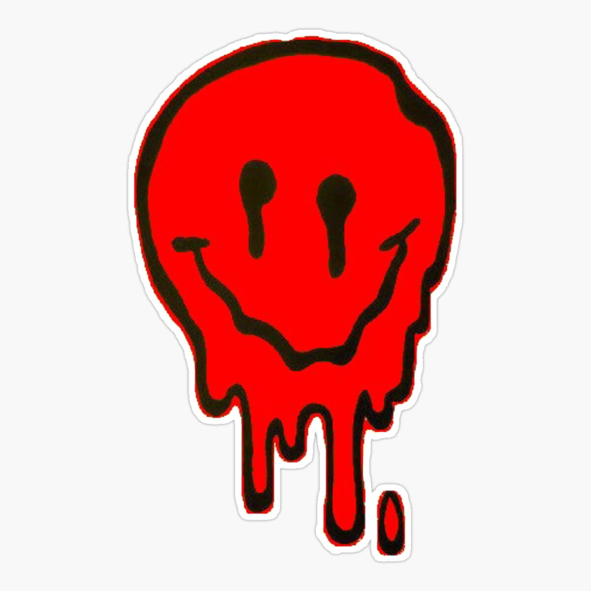 Maneki Red Drip Smiley Face Sticker, Phone Decal Water Bottle Stickers ...