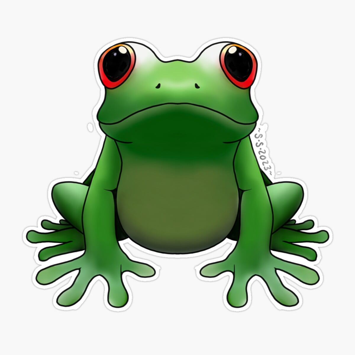 Maneki Red Eyed Tree Frog Sticker, Phone Decal Water Bottle Stickers ...