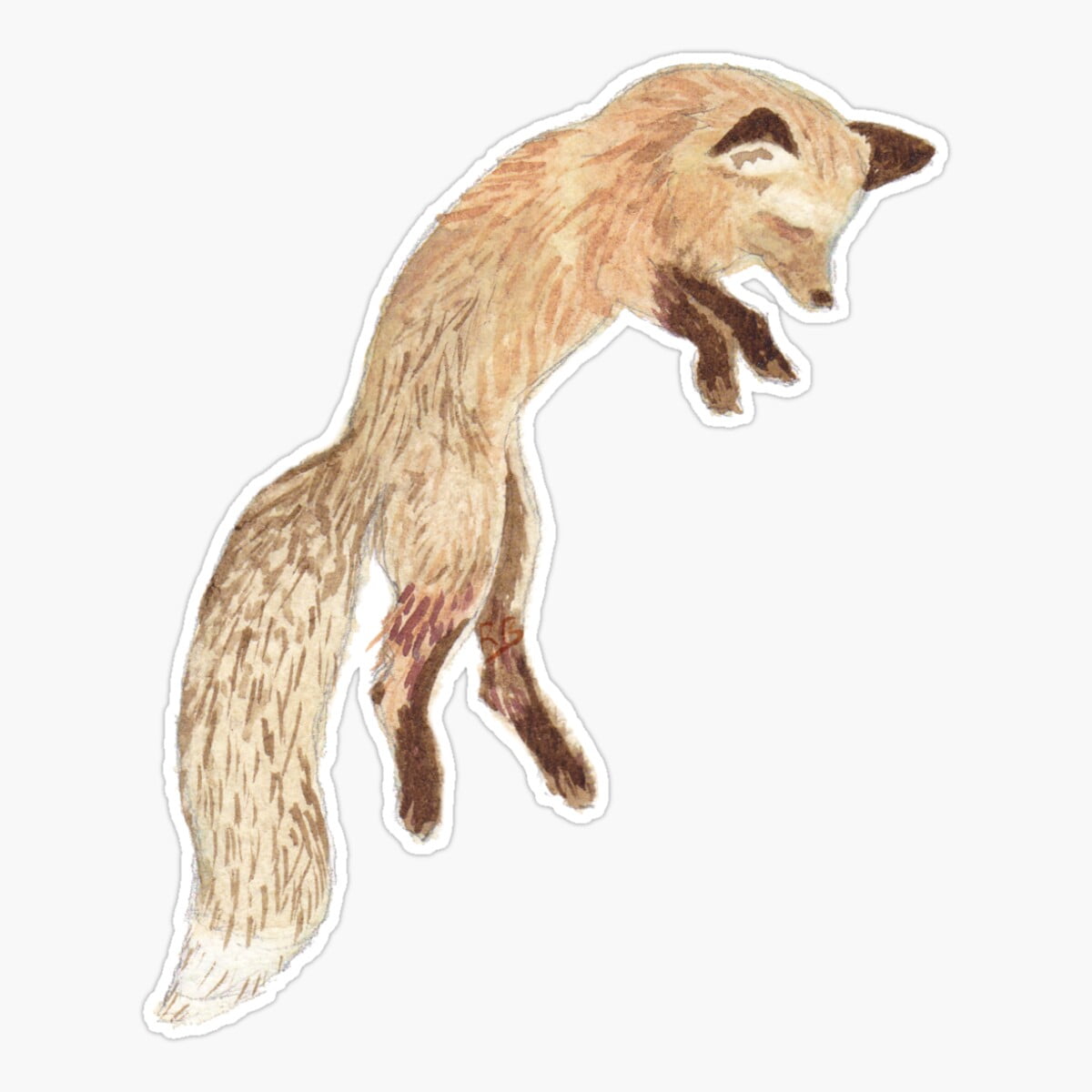 Maneki Red Fox Jumping Sticker, Phone Decal Water Bottle Stickers Car ...