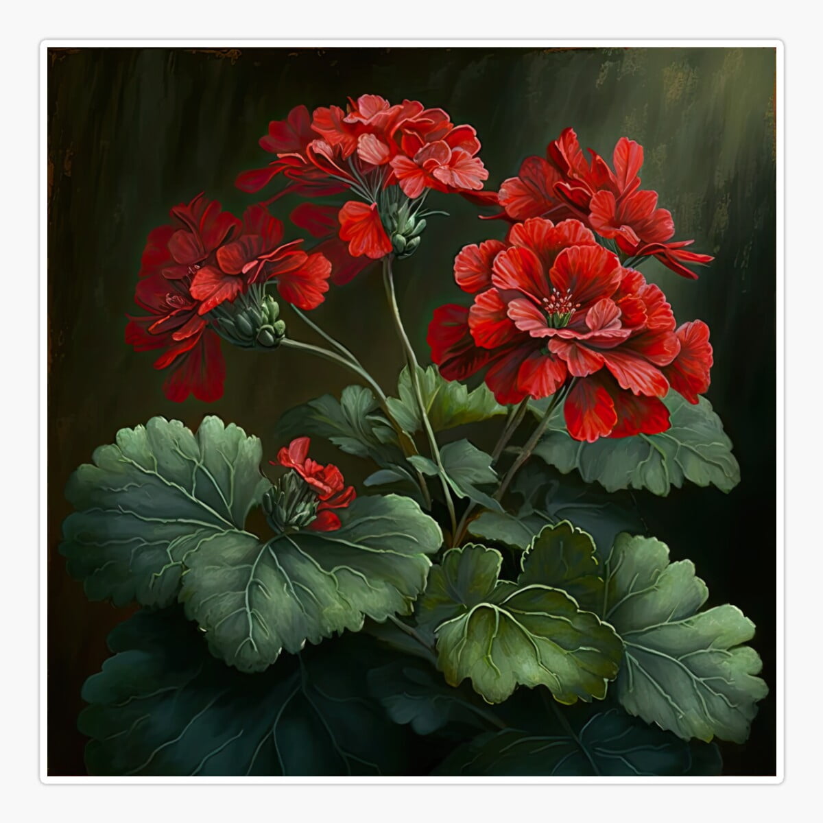 Maneki Red Geranium Flowers Sticker, Phone Decal Water Bottle Stickers ...