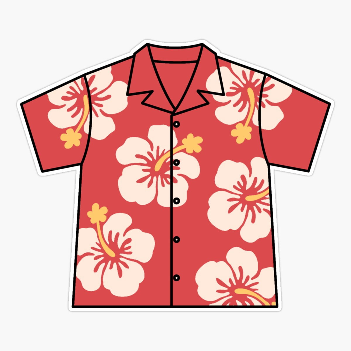 Maneki Red Hawaiian Shirt Sticker, Phone Decal Water Bottle Stickers ...