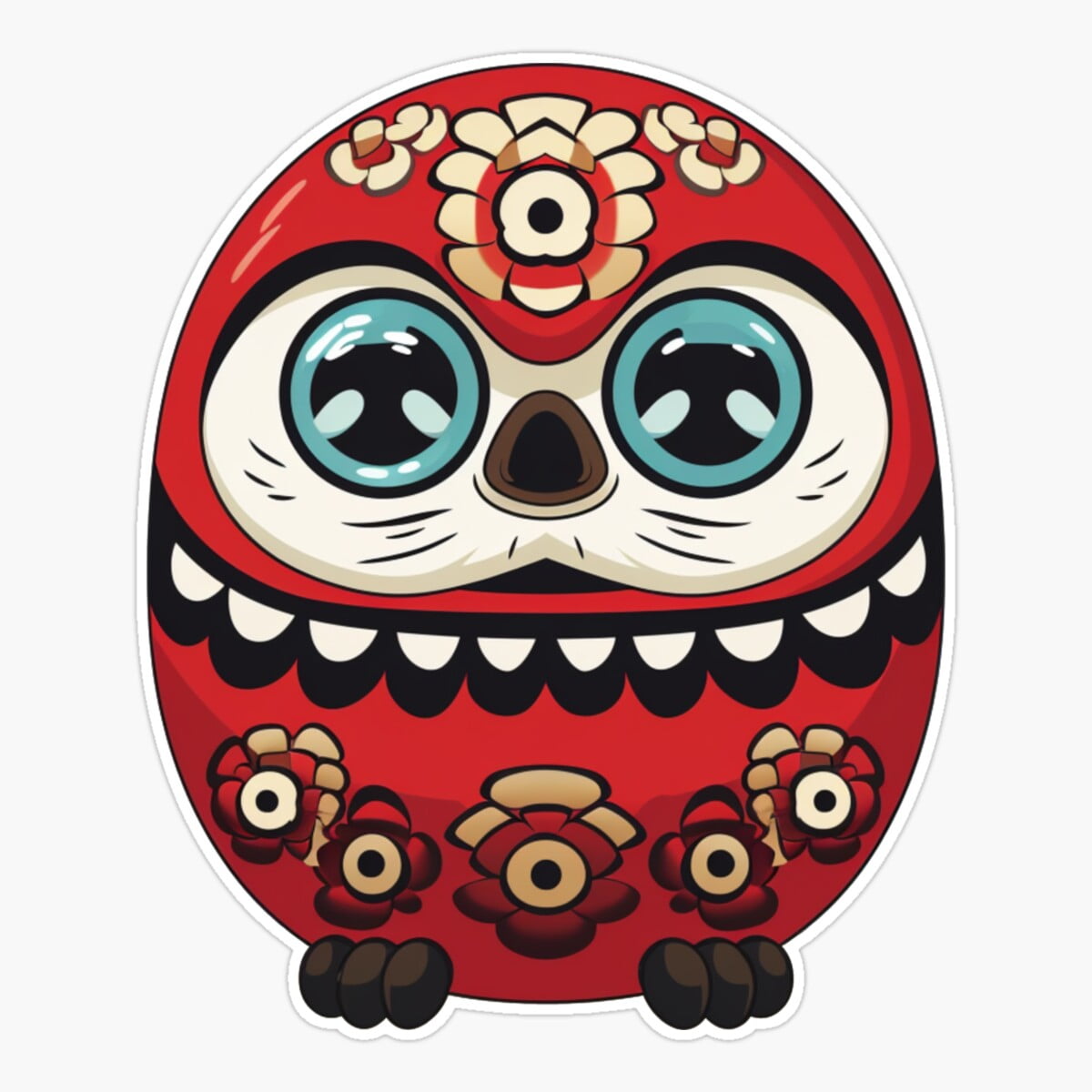 Maneki Red Japanese Style Rocking Doll Sticker, Phone Decal Water ...
